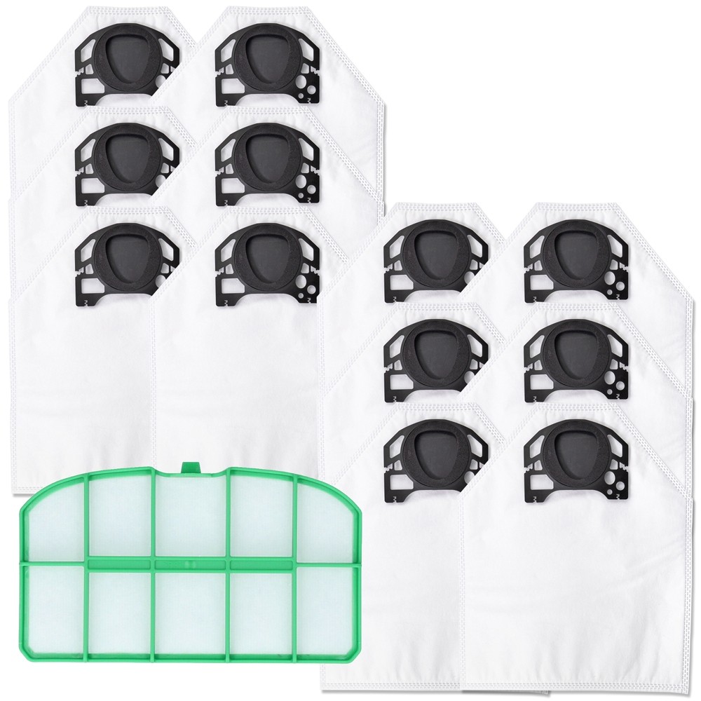 12 Staubsaugerbeutel 1 Filter passend für Vorwerk Kobold VK200 FP200 ...